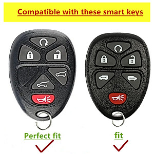 QIXIUBIA for Chevrolet Key Fob Cover Keyless Remote Smart Key Fob Shell with Keychain Fit for Chevy Suburban Tahoe Traverse Buick Enclave Cadillac Escalade GMC Acadia Yukon (Black 6-Button)