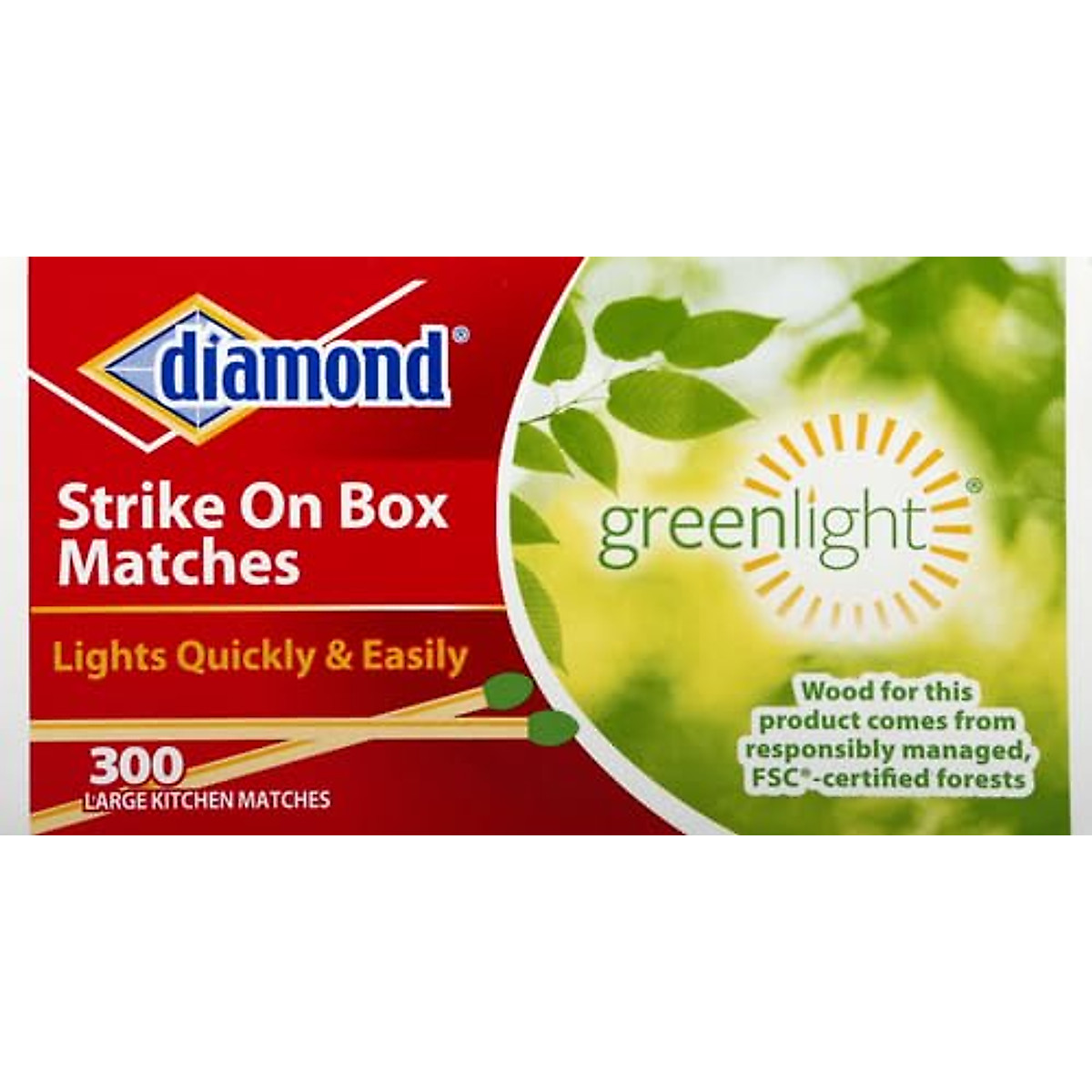 Diamond Greenlight Strike on Box Matches, 300 Count, 3 Pack