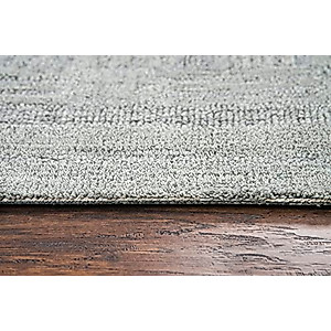 Rizzy Home | FA135B | Fifth Avenue Collection | Wool Area Rug | 8' x 10' | Grey/Gray/Rust/Blue Squares