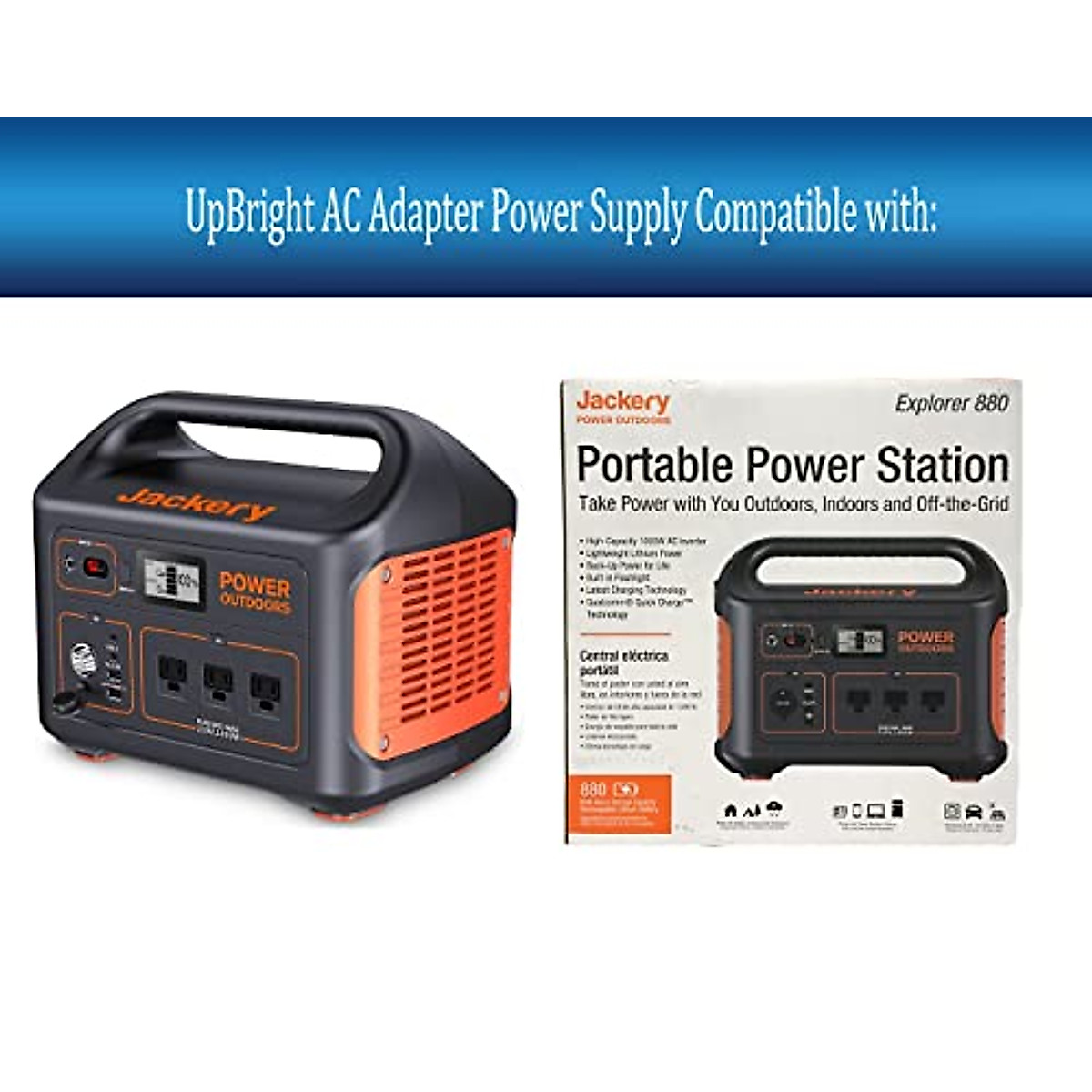 UpBright AC/DC Adapter Compatible with Jackery Explorer 880 Outdoor Portable Power Station Lithium-ion 40.8Ah 21.6V 880Wh 881 Watt Battery Generator 24V 7.5V-8.33A 12-30V 12V-30VDC Supply Cord Charger