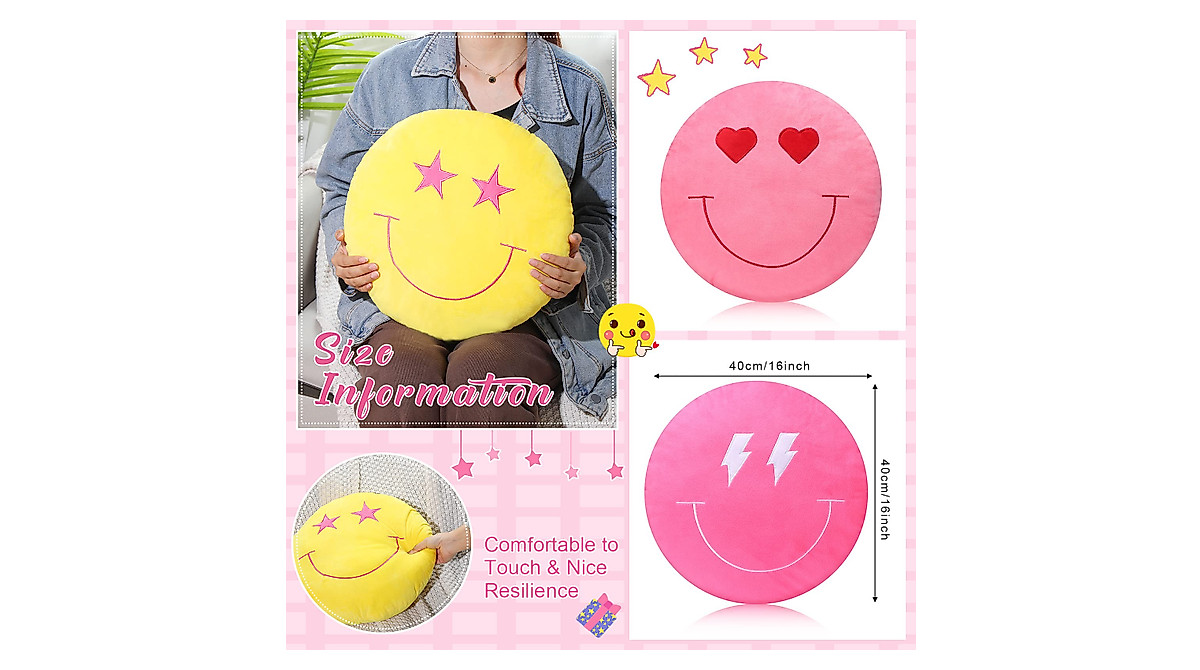 Emoticon Plush Pillow Set - Cute 3D Cushions