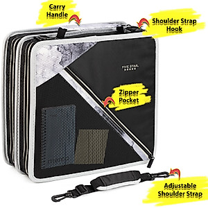 Five Star Binder - Zipper Binder 1 1/2" Inch 3-Ring Binder - Expansion Panel and Expanding File - Pack of 4