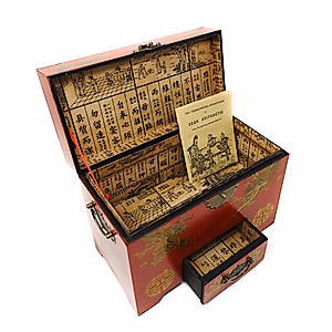 Vintage Chinese Wooden Bead Arithmetic Abacus W. Storage Compartments