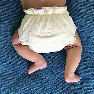 Overnight Hemp Fitted Cloth Diaper: Adjustable One-Size with Snap Buttons and 2 Cotton Hemp Inserts, Unisex Baby (4-Pack)