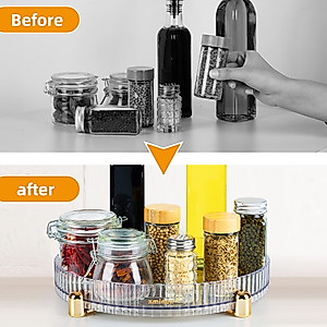 XMIAOX Lazy Susan Turnable Organizer, 11 Inches Plastic Rotating Spice Rack, Storage Turntable for Cabinet, Kitchen, Pantry, Bathroom, Cosmetics, Transparent