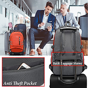 Backpack Bookbag for College Laptop Travel, Fit Laptop Up to 15.6 inch Multi Compartment with USB Charging Port Anti theft, Gift for Men Women (Orange)