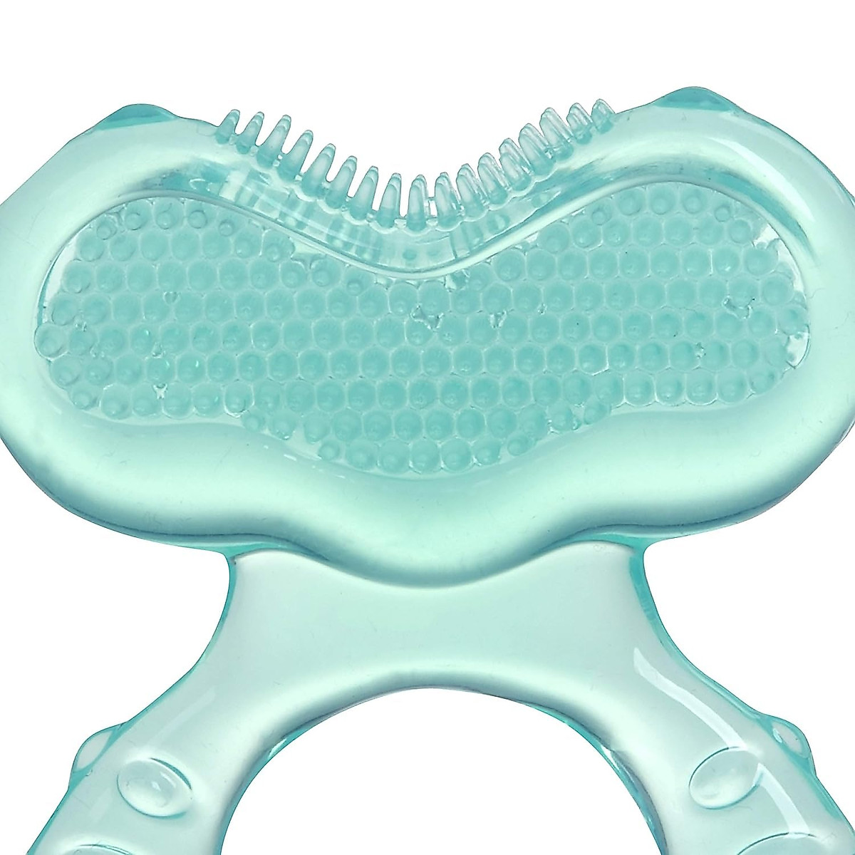 Nuby Silicone Teethe-EEZ Teether with Bristles, Includes Hygienic Case, Aqua (Pack of 1)