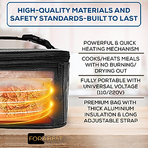 Forabest Portable Microwave Food Warmer - 12V/24V,110V/220V Fast Heating Portable Food Warmer Lunch Box, Personal Portable Oven Electric Lunch Box for Reheating Food in Car, Truck, Camping, Work