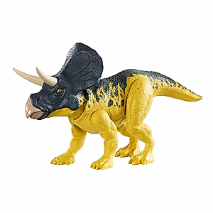 Jurassic World Toys Wild Pack Zuniceratops Herbivore Dinosaur Action Figure Toy with Movable Joints, Realistic Sculpting & Attack Feature, Kids Gift Ages 3 Years & Older