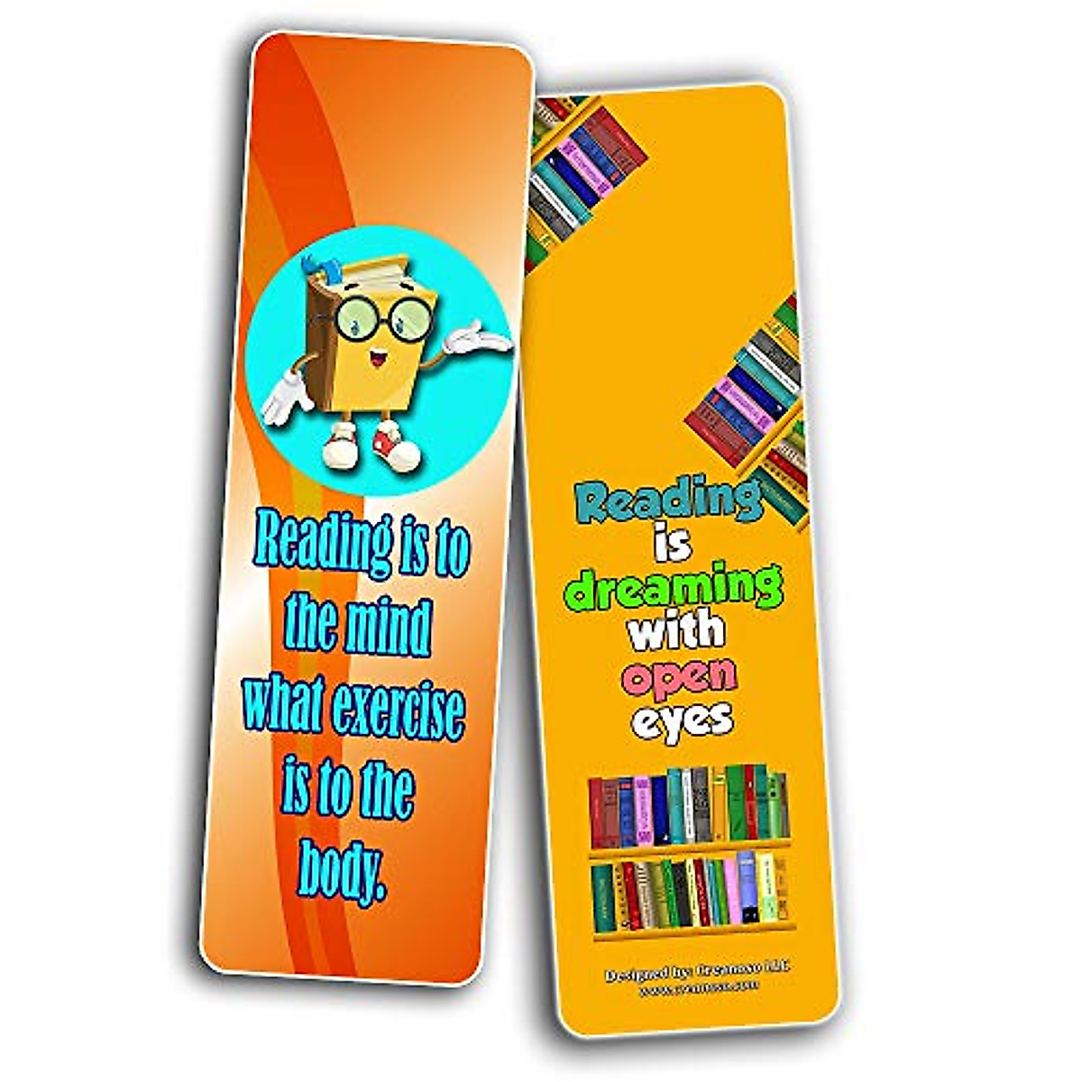 Creanoso Fantastic Reading Bookmarks for Kids (60-Pack) – Awesome Book Page Marker Clip Set – Premium Gift for Boys & Girls, Children – Rewards Incentives – Card Stock – Teacher Rewards