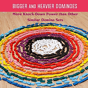 1200 Piece Dominoes Set for Kids, Colorful Dominos Tiles for Building, Stacking, Racing, Tumbling, Wood Domino with Box, Educational Toy