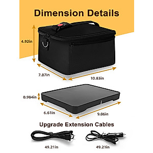 SOHIDA Portable Heated Lunch Box, 12V/24V/110V Conduction Heating Portable Food Warmer for Adults, Mini Portable Microwave 9.06"x6.61"x0.98" with Carry Bag, Easy to Use Car Food Warmer
