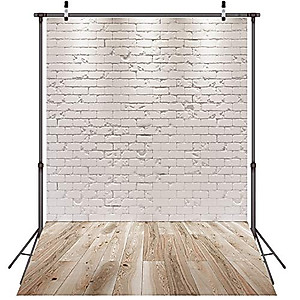 SJOLOON White Brick Photography Backdrop Brick Photo Backdrop for Birthday Photography Portrait Photoshoot Studio Props 11878 (5x7FT)