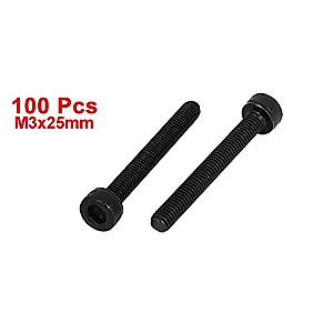 uxcell M3x25mm Screw Cap Point Hex Socket Screws Bolts 100Pcs