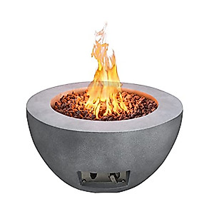 Kante Concrete Round Fire Table 25", 50000 BTU Outdoor Propane Fire Pit Table, Gas Fire Pits for Outside Patio, Smokeless Fire Pit and Outdoor Fire Pits, Natural Concrete