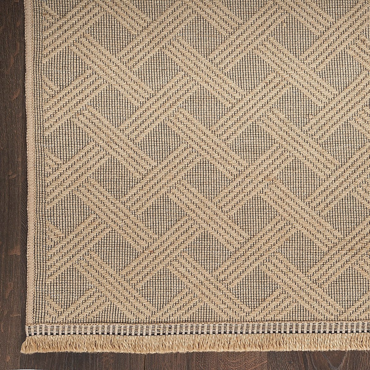 Nourison Washable Jute Geometric Natural 2' x 4' Area -Rug, Easy -Cleaning, Non Shedding, Bed Room, Living Room, Dining Room, Kitchen (2x4)