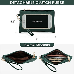 LOVEVOOK Laptop Bag for Women, Fashion Computer Tote Bag Large Capacity Handbag, Leather Shoulder Bag Purse Set, Professional Business Work Briefcase for Office Lady, 2PCs, 15.6-Inch, Deepgreen