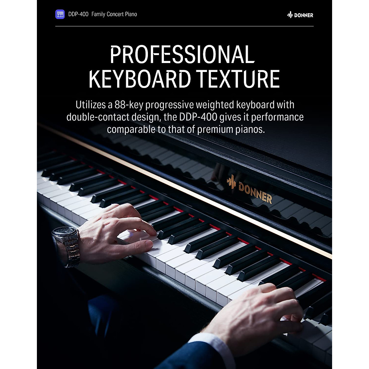 Donner DDP-400 Digital Piano + Donner Duet Piano Bench