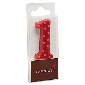 Papyrus Number 1 Birthday Candle, Red Polka Dots (1-Count)
