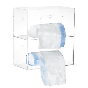 uxcell Trash Bag Dispenser Roll Holder, Wall Mount Acrylic Garbage Bag Dispenser Roll Holder, Double Side Loaded Organizer Storage Box for Garbage Bag Grocery Shopping Bag, Square Round