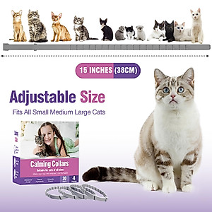 Calming Collar for Cats 4 Pack Calming Cat Collars Adjustable Soother Cats Calming Collars Anxiety Relief Stress Pheromone Collar for Cats Comfort Cat Calm Collars Lasts 30 Days Cats Calming Collar
