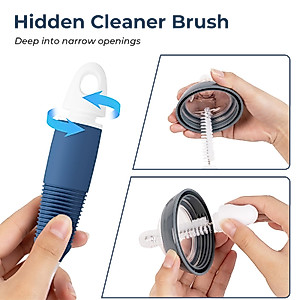 Amazer 2 Pack Bottle Cleaner Brushes, Flexible Water Bottle Brush for Cleaning, Long Handle Dish Scrub Brush for Cups, Coffee Mugs, Pitchers