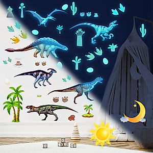 Glow in The Dark Dinosaur Wall Decals, Glowing self-Adhesive Stickers for Ceiling, Children's Room Removable Fluorescent Wall Stickers Children's Room Stickers Boys and Girls Room Decoration Gift