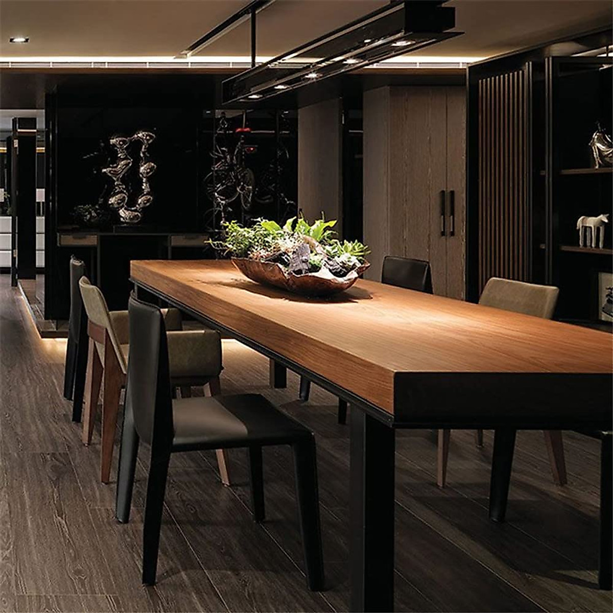 NIUYAO Solid Wood Dining Table, Industrial Wood Rectangle Dining Table Pine Tabletop Furniture with 4 Black Metal Legs Pedestal in for Dining Room Kitchen -79" L x 31.5" W x 29.5" H