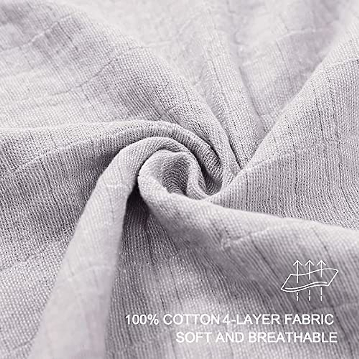 SE SOFTEXLY Cotton Muslin Throw Blanket for Adults,Breathable 4-Layer Yarn Dyed Linen Texture Gauze Blanket for Bed Sofa Couch,Super Soft Lightweight Twin Size Blanket for All Season（60"x80",Grey）