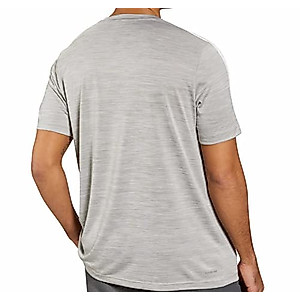 adidas Men's 3 Stripe Tech Tee Moisture Wicking Fabric Relaxed Fit 1465164 (Grey Heather, Small)
