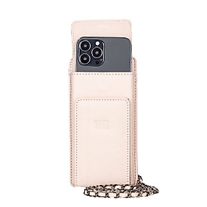 BOULETTA Crossbody Bag Cellphone Purse for Women-Leather Zipper Shoulder Wallet with Phone Pocket and Chain Strap 4 Card Slots Small