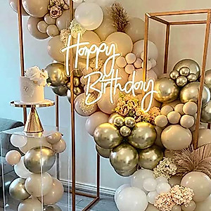 White Sand Balloon Garland Arch Kit 100 Pack 18/12/10/5 Inch Cream White Balloons Different Sizes Matte White Latex Party Balloon for Baby Shower Wedding Happy Birthday Party Decoration