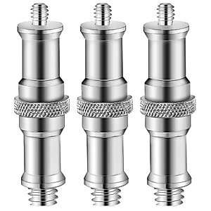 3 Pieces Standard 1/4 to 3/8 inch Metal Male Convertor Threaded Screw Adapter Spigot Stud for Studio Light Stand, Hotshoe/Coldshoe Adapter, Ball Head, Wireless Flash Receiver, Trigger