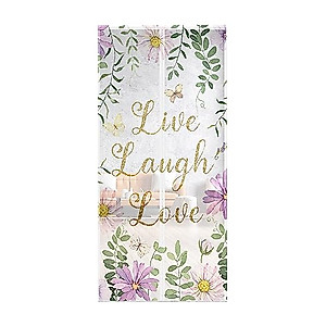 ZOE GARDEN Inspirational Quote Magnetic Screen Door for Sliding/Single/French Doors, Self Sealing Magnets Patio Door Screen Heavy Duty Mesh Curtain, Green Eucalyptus Leaves Elegant Flower