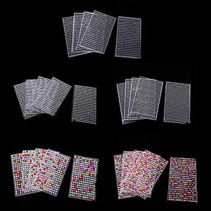 DTOWER 5 Pcs Sparkling Crystal Rhinestone Gem Adhesive Stickers 3mm, Mixed Color, 6mm 5 Pcs