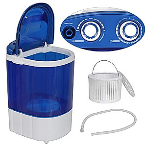 ZenStyle Mini Portable Single Tub Washing Machine - Compact 2-IN-1 Design 5.7lbs Capacity Semi-Automatic Washer with Timer Control Spin Cycle Basket, Translucent Tub