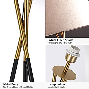 ACPYIDL Floor lamp Vertical Table lamp for Living Room, a Floor lamp Include Two Color Shades Linen and Black Shades, Suitable for Living Room Bedroom, Office, incl. 20W LED 3-Color Light Bulb…