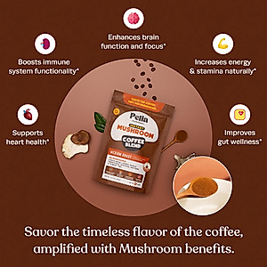 Organic Mushroom Instant Coffee (60 Servings) with 7 Superfood Mushrooms, Great Tasting, Includes Lion's Mane, Reishi, Chaga, Cordyceps, Shiitake, Maitake, and Turkey Tail