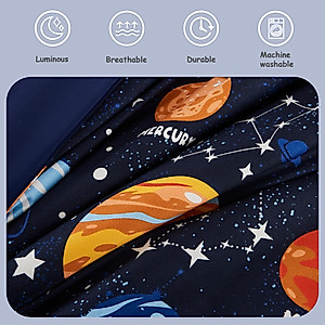 Kaleido Space Twin Comforter Set with Sheets - 5 Pieces Kids Twin Bedding Sets, Glow in The Dark Space Twin Bed in a Bag with Comforter, Sheets, Pillowcase & Sham