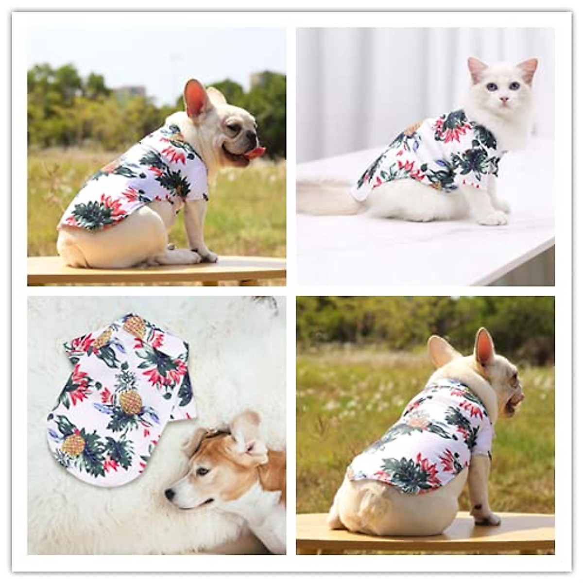 Wakeu Pet Supplies Wakeu Set of 4 Puppy Clothes for Small Dogs Boy Summer Shirt for Chihuahua Yorkies Male (E, X-Small)
