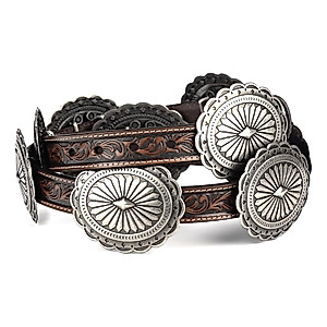 ARIAT Women's Tooled Leather Concho Belt, Medium