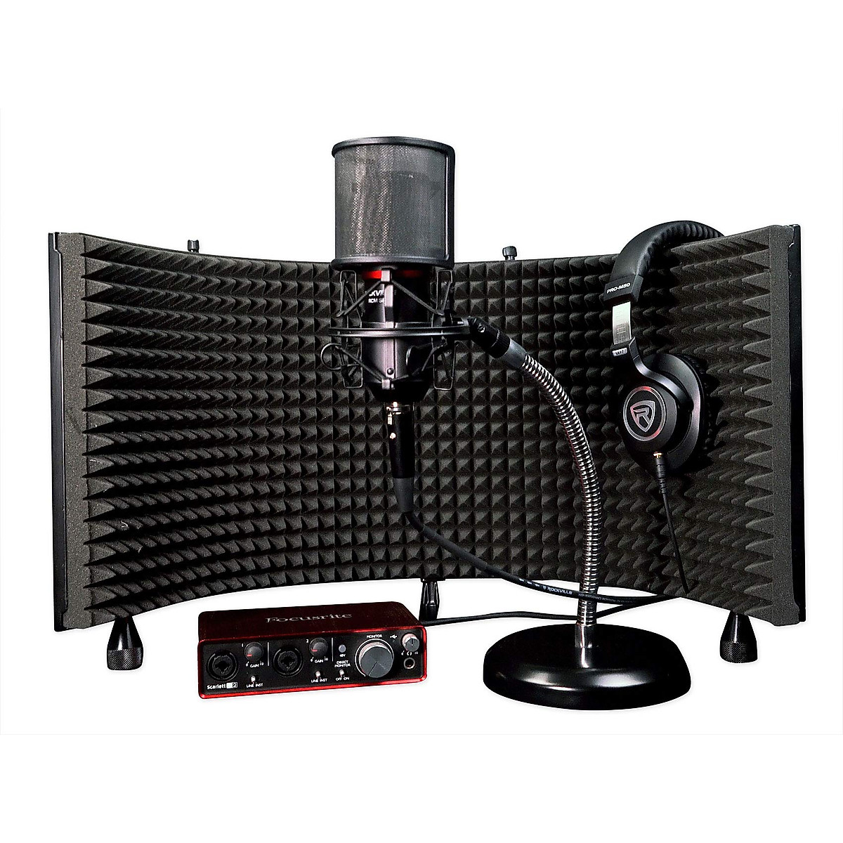 Rockville RDMS6 Studio Desktop Mic Stand w 11.8" Gooseneck+Round Weighted Base, Black