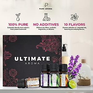 Essential Oils by Ultimate Aroma 100% Pure Therapeutic Grade Oils kit- Top Aromatherapy Oils Gift Set- Each Bottle 10ML
