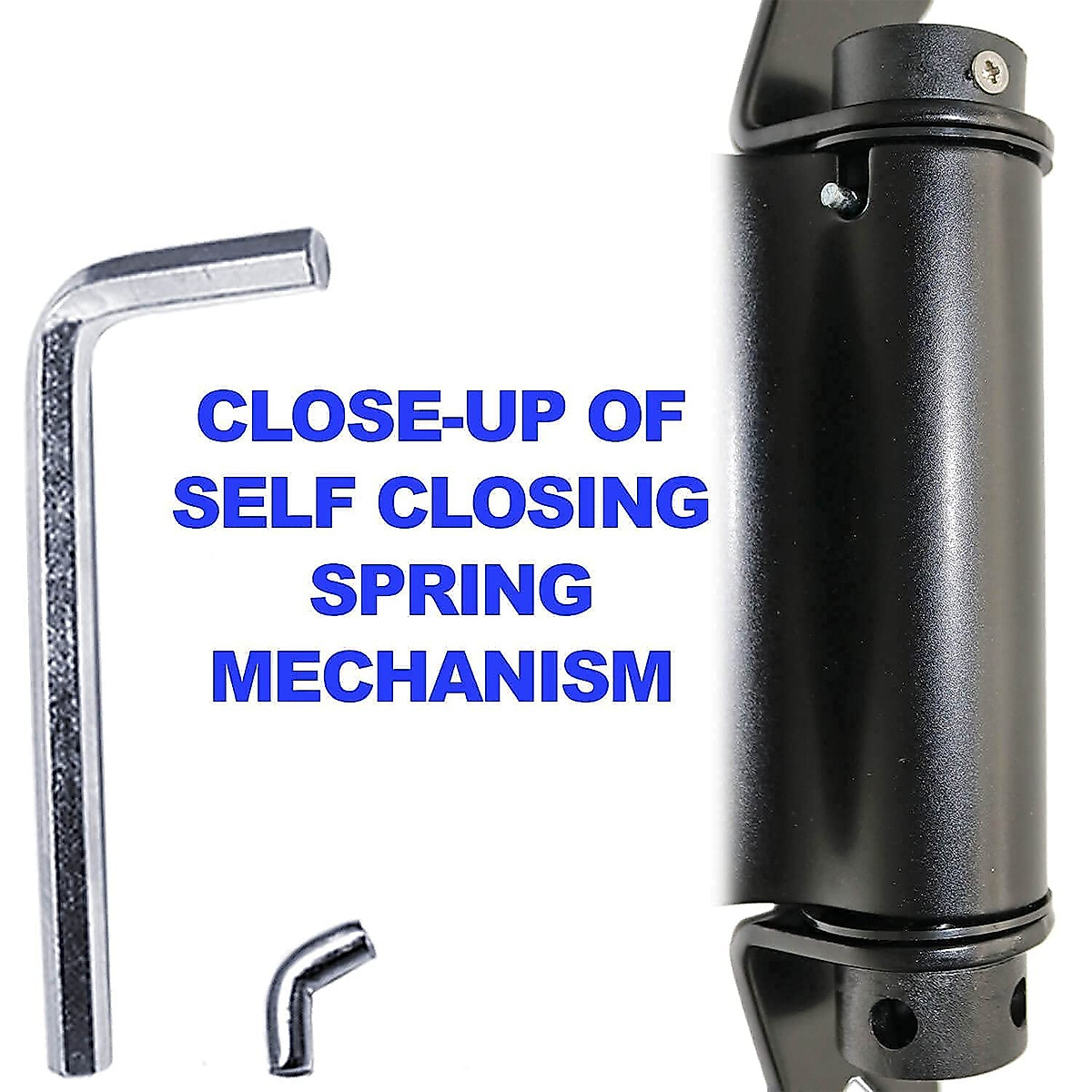 Black T-Strap Self Closing Wood Gate Hinges - Wood Fence Hinge Gate Kit, 8" T-Gate Hinges - Wood Gate Hardware (1 Pack)