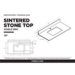 Fine Fixtures Opulence Collection 36 in. W x 18 in. D x 33 in. H Bathroom Vanity in Mint Green with White Carrara Sintered Stone Sink - Chrome Hardware