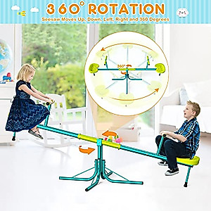 Amictoy Seesaw, Sit and Spin Teeter Totter, 100 Lbs Heavy Duty 2023 Upgraded Model, Kids Outdoor Playground Equipment, Outside Toys Set, Swiveling 360 Degrees Rotating for Kids 4-8 Safety Certified