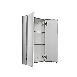 Croydex WC766105AZ Avisio Double Door Corner Bathroom, 27.6" H x 17.7" W Medicine Cabinet, Stainless Steel