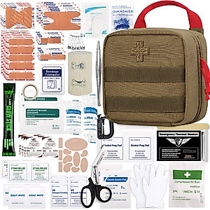 Everlit 180 Pieces Tactical First Aid Kit IFAK Molle EMT Pouch Outdoor Camping Emergency Kits for for Camping Boat Hunting Hiking Home Car Earthquake and Adventures