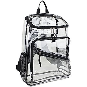 Eastsport Clear Backpack Top Loader Stadium Approved See Through Transparent w/Adjustable Padded Straps - Black