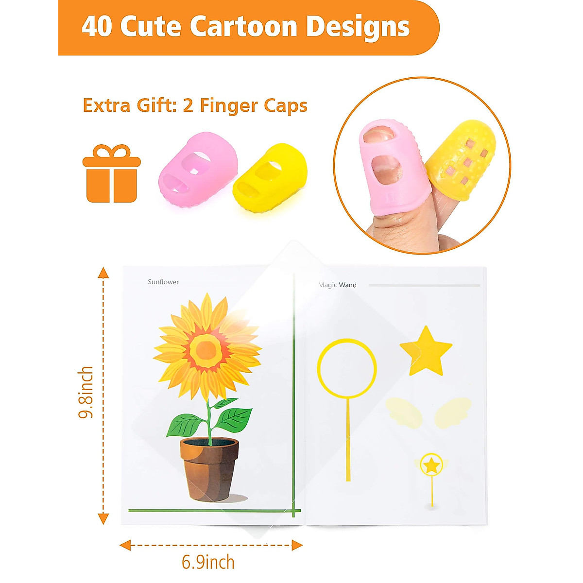 3D Printing Drawing Book, Reusable Colorful 40 Patterns Thick Paper Template with a Clear Plate, Painting Graffiti Template for 3D Pen Kids DIY Gift